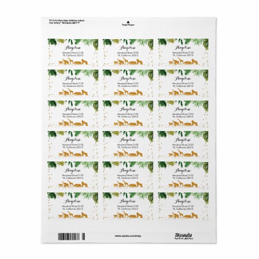 Safari animal Address Label | Zazzle
