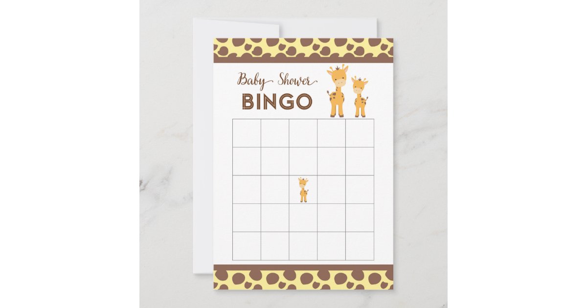 Safari Animal Baby Shower Bingo Card | Zazzle