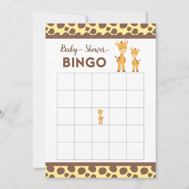 Safari Animal Baby Shower Bingo Card | Zazzle