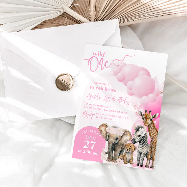 Safari animal Boho Wild One st Birthday Invitation | Zazzle