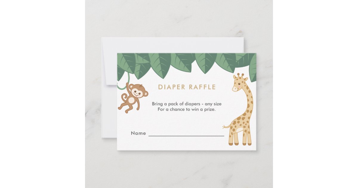 Safari animal Diaper Raffle Card | Zazzle