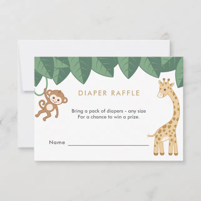 Safari animal Diaper Raffle Card | Zazzle