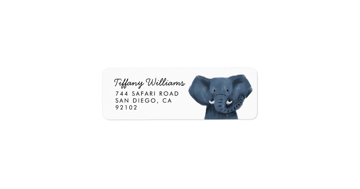Safari Animal Elephant Return Address Label | Zazzle