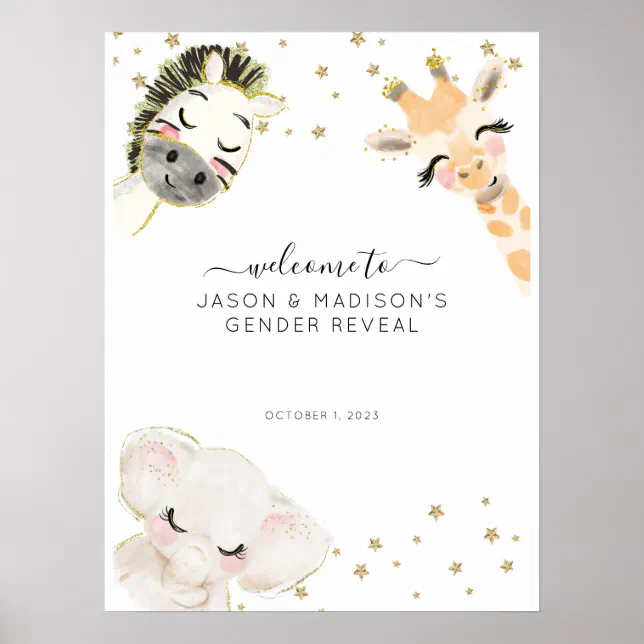 Safari Animal Gender Reveal Welcome Sign | Zazzle