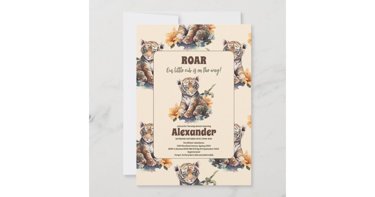 Safari Animal Jungle Tiger Baby Shower Invitation | Zazzle