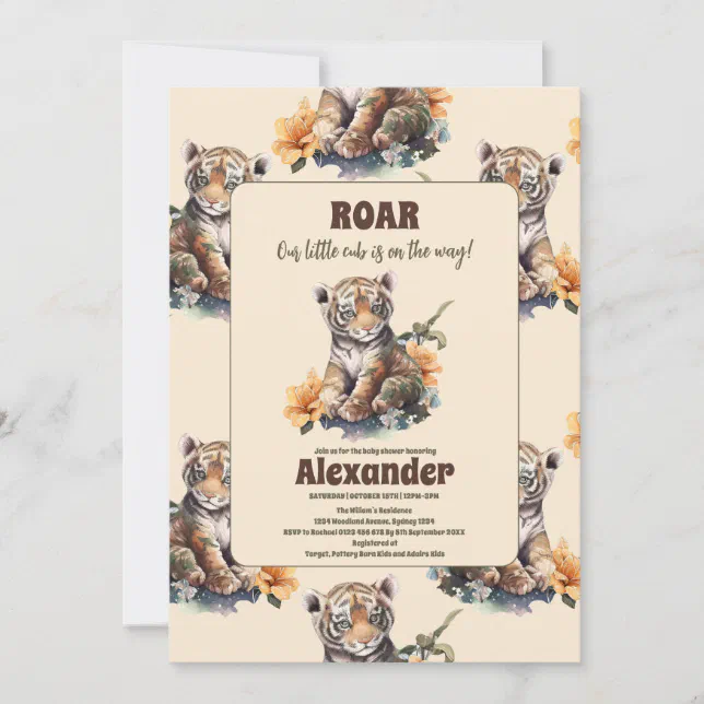 Safari Animal Jungle Tiger Baby Shower Invitation | Zazzle