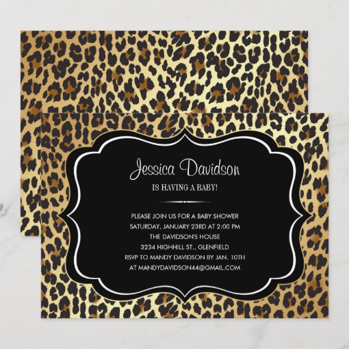 Safari Animal Print Leopard Baby Shower Invitation | Zazzle