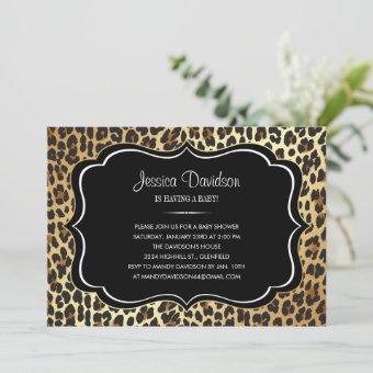 Safari Animal Print Leopard Baby Shower Invitation | Zazzle