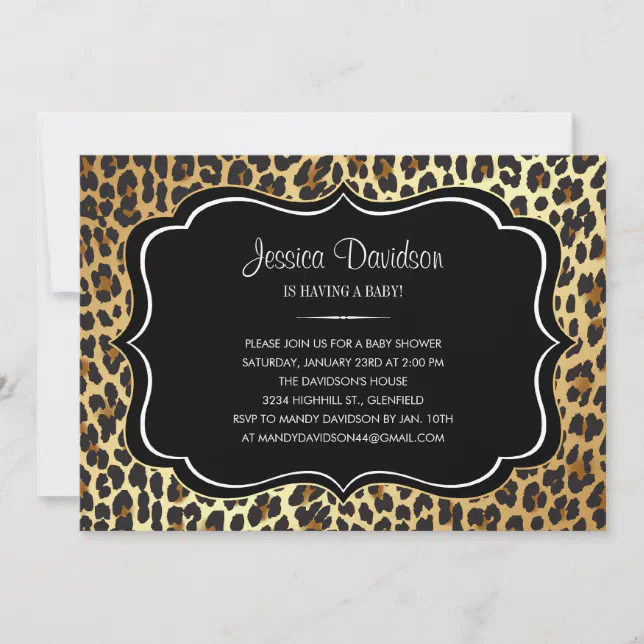 Safari Animal Print Leopard Baby Shower Invitation | Zazzle