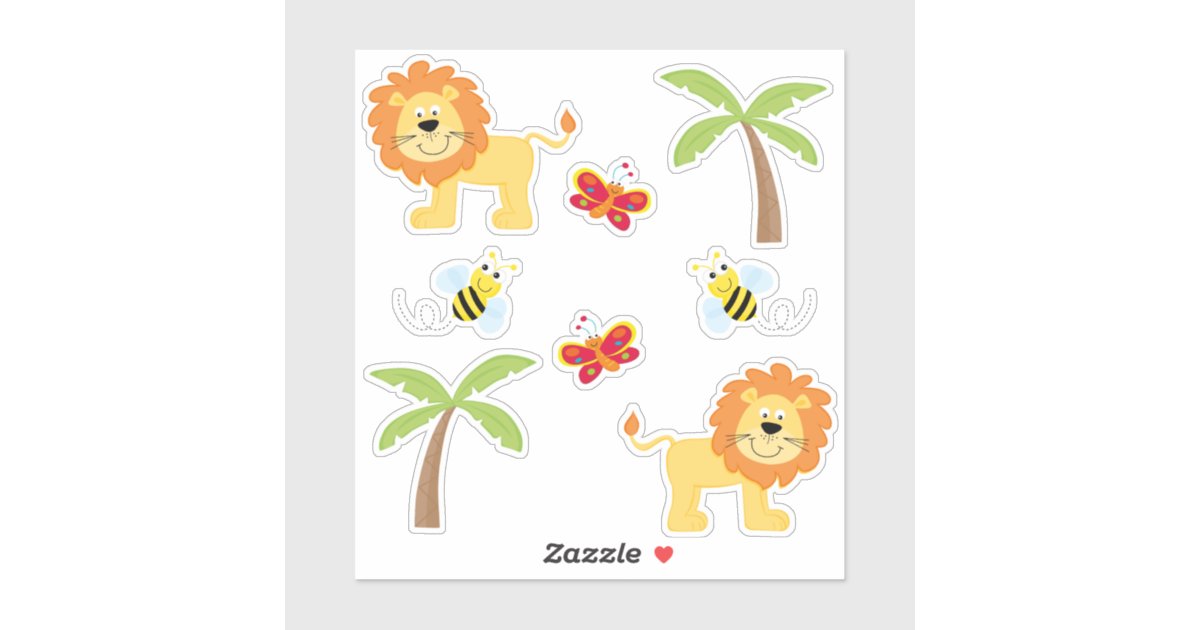 Safari Animal Theme Sticker | Zazzle
