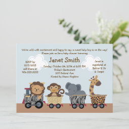Safari/Animal Train Baby Shower Invitation | Zazzle
