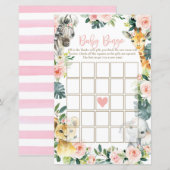 Safari Animals Baby Shower Bingo Cards Girl | Zazzle