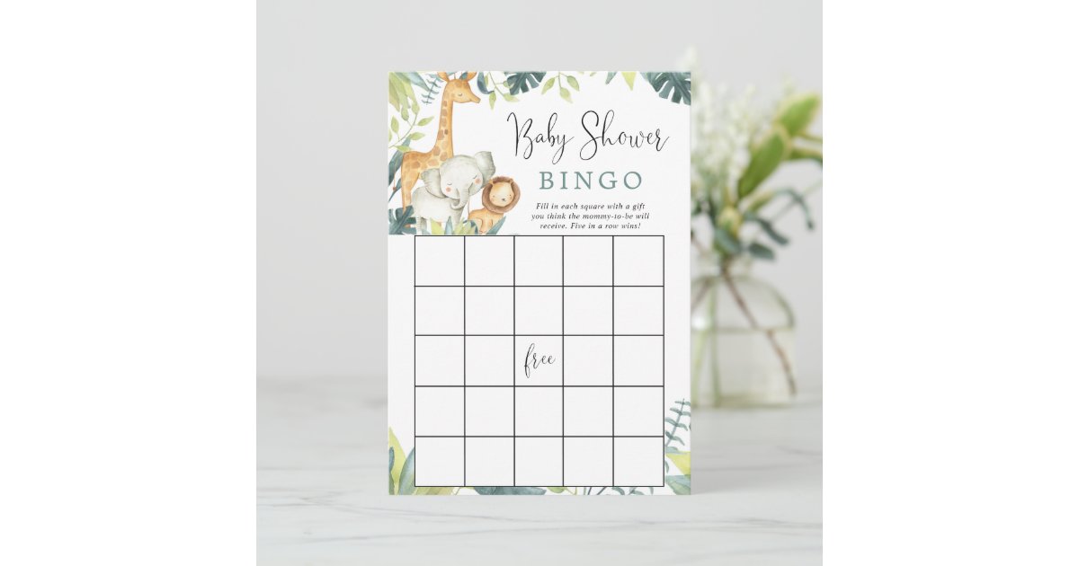 Safari animals baby shower bingo game invitation | Zazzle