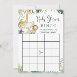 Safari animals baby shower bingo game invitation | Zazzle