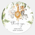 Safari animals baby shower classic round sticker | Zazzle