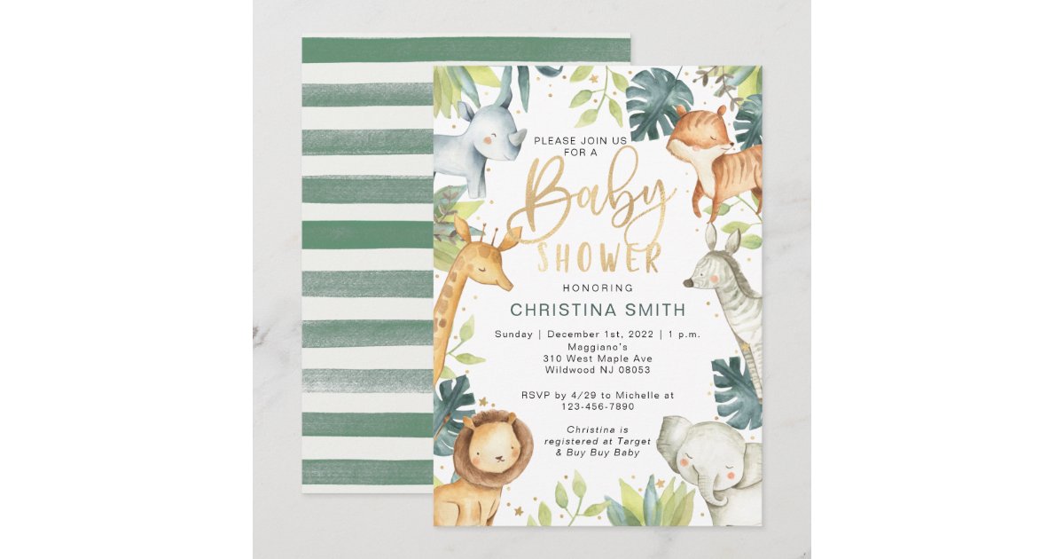 Safari Animals Baby Shower Invitations | Zazzle