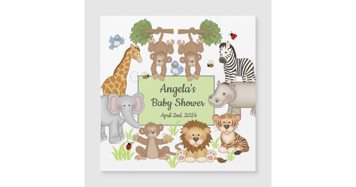 Safari Animals Baby Shower Party Reminder | Zazzle