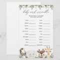 Safari Animals Baby Shower Word Scramble Game | Zazzle