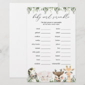 Safari Animals Baby Shower Word Scramble Game | Zazzle