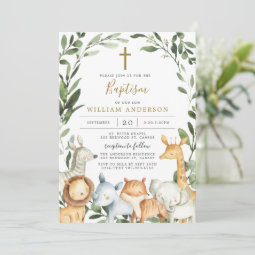 Safari Animals Baptism/Christening Invitation | Zazzle
