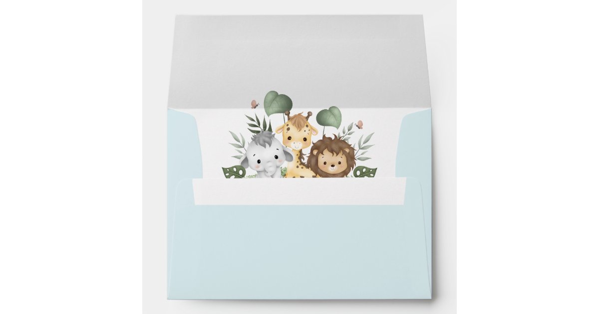 Safari Animals Blue Envelope | Zazzle
