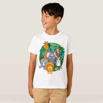 Safari Animals Cartoon T-Shirt | Zazzle
