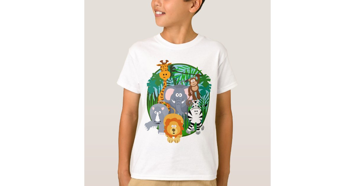 Safari Animals Cartoon T-Shirt | Zazzle