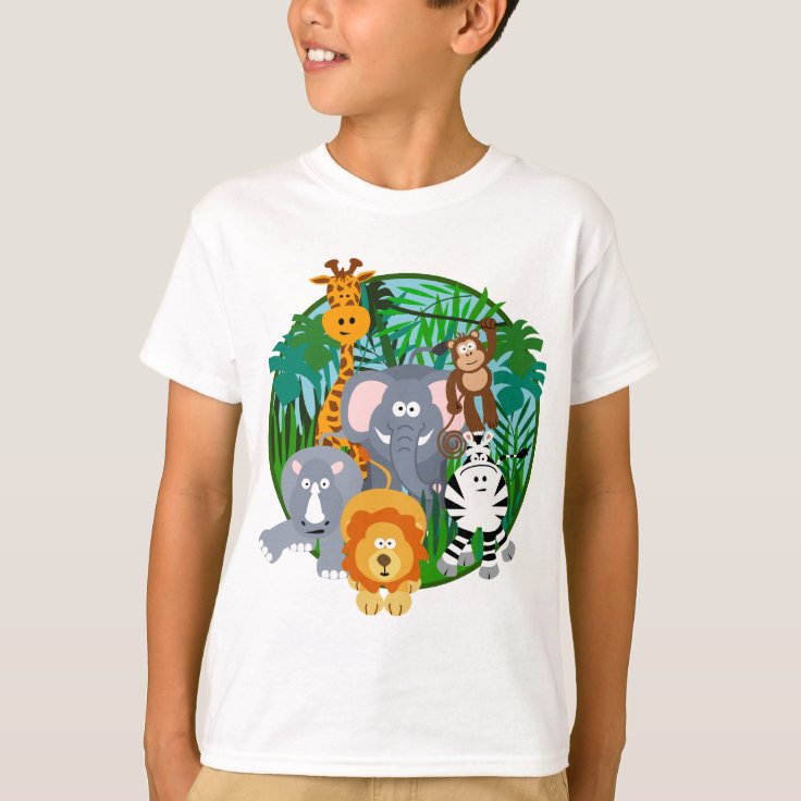 Safari Animals Cartoon T-Shirt | Zazzle