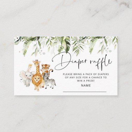 Safari animals diaper raffle ticket enclosure card | Zazzle