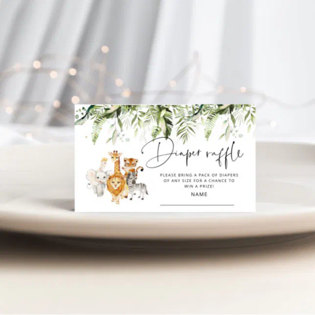 Safari animals diaper raffle ticket enclosure card | Zazzle