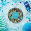 Safari Animals' Fur Prints Pattern Blue and Gold Paper Plates | Zazzle
