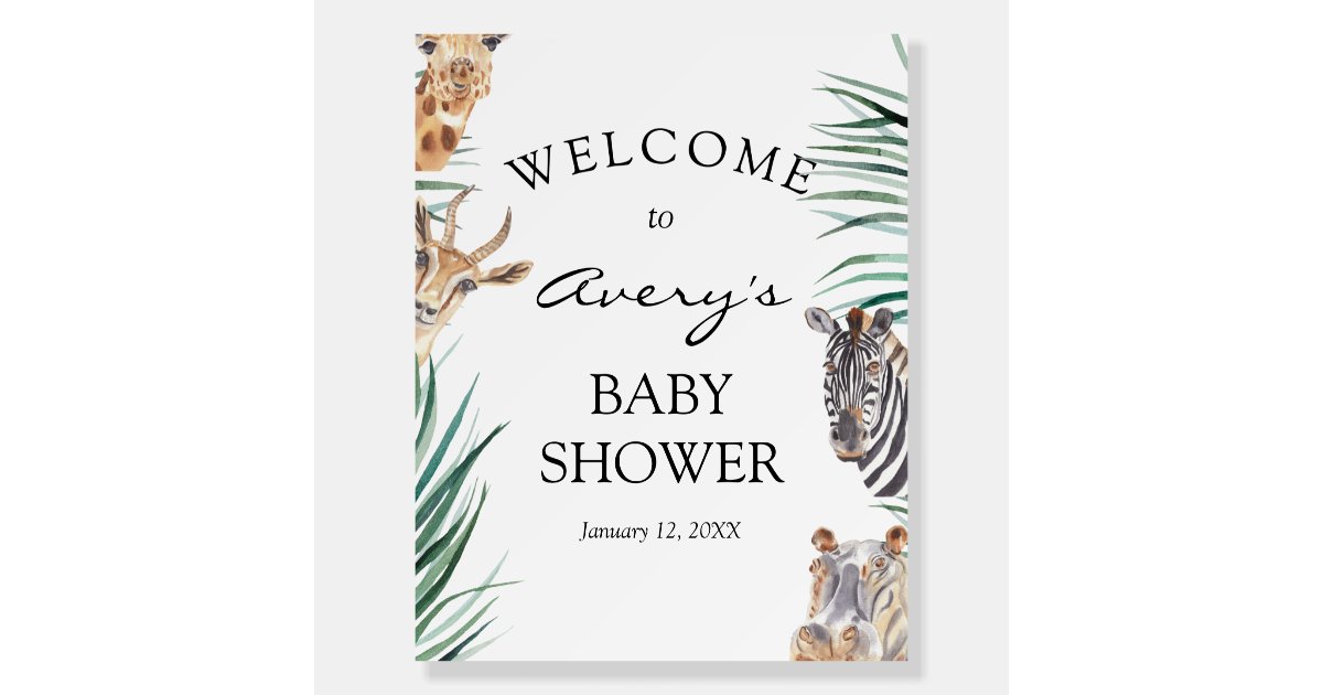 Safari Animals Giraffe Zebra Welcome Sign | Zazzle