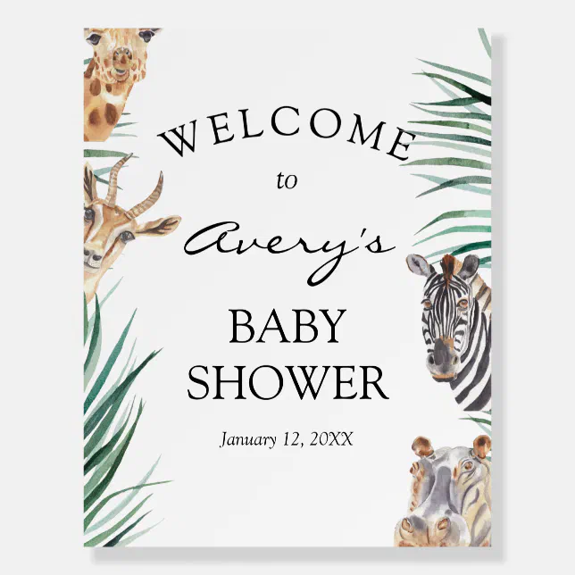 Safari Animals Giraffe Zebra Welcome Sign | Zazzle