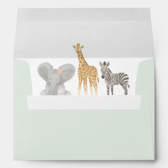 Safari Animals Girl Baby Shower Envelope | Zazzle