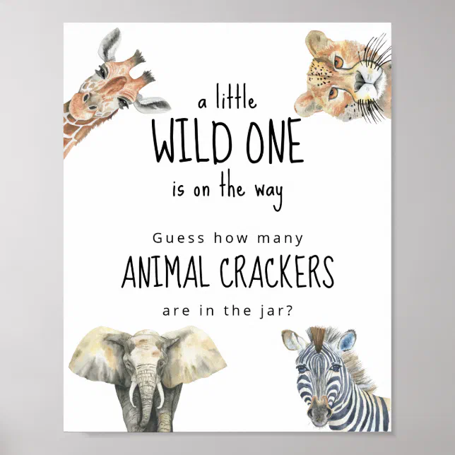 Safari animals - Guess how many animal crackers Poster | Zazzle