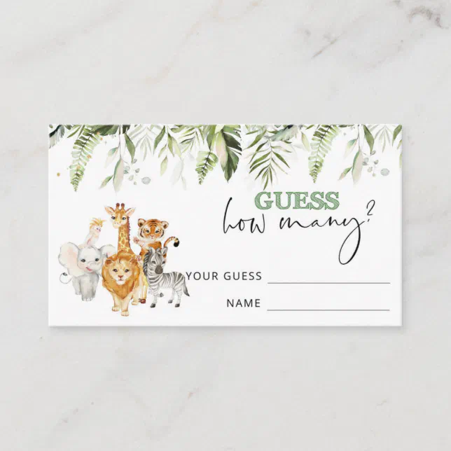 Safari animals guess how many enclosure card | Zazzle