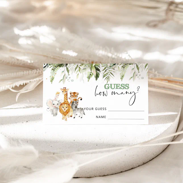 Safari animals guess how many enclosure card | Zazzle