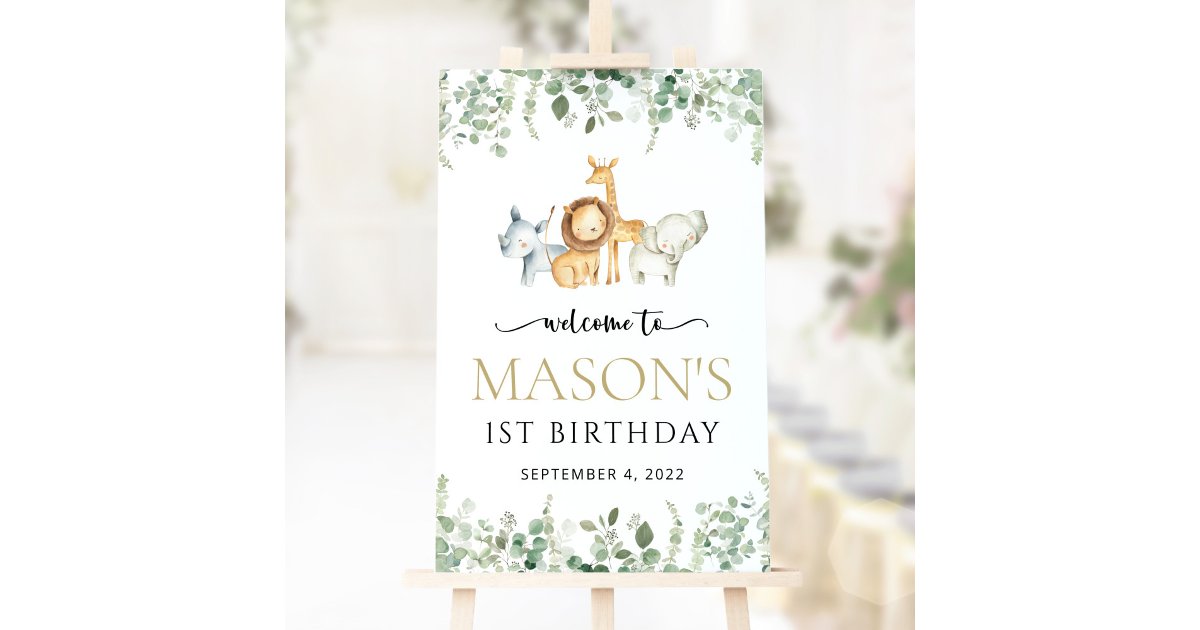 Safari Animals, Jungle, Wild One, Birthday Welcome Poster | Zazzle