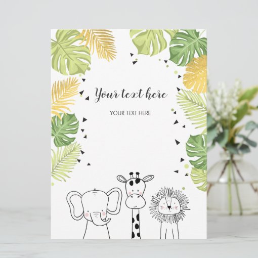 Safari Animals Jungle zoo Insert card Wild One | Zazzle