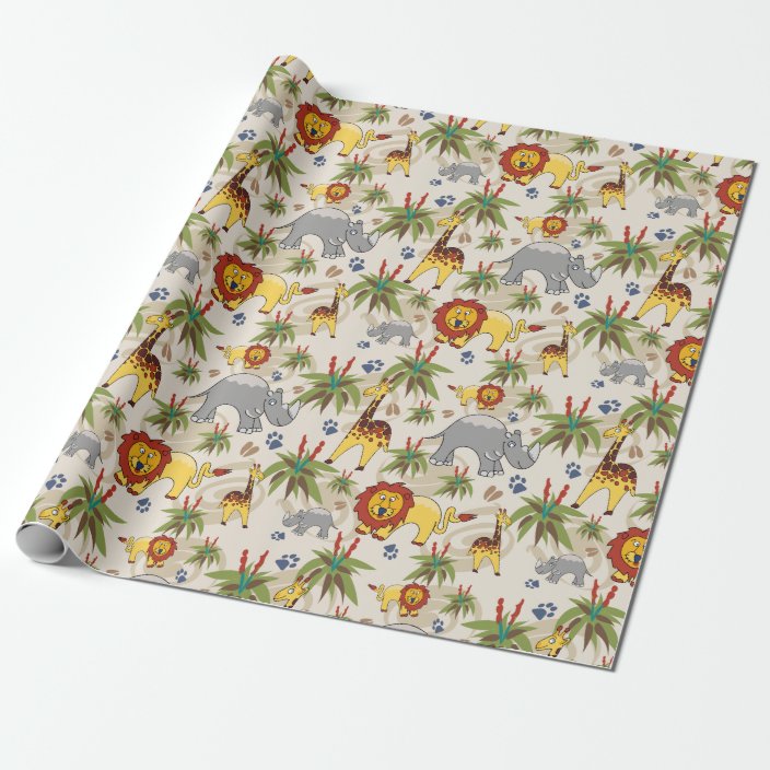 Safari animals kids wrapping paper | Zazzle.com