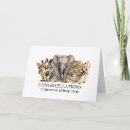 Safari Animals New Baby Congratulations Card | Zazzle
