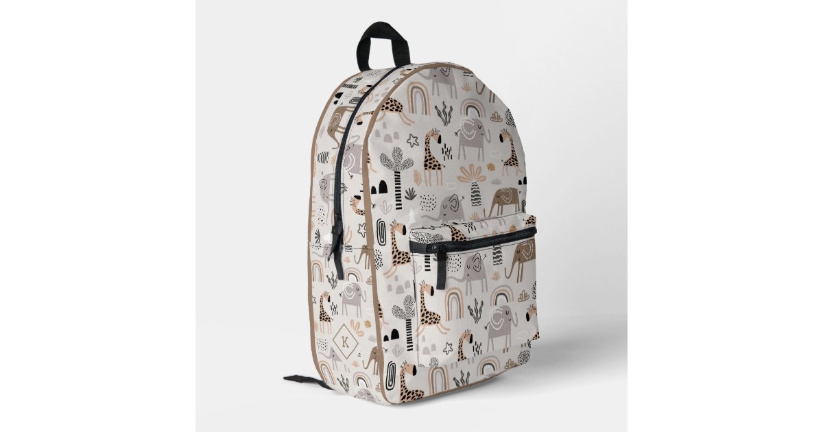 Safari Animals Pattern Elephants, Giraffes Printed Backpack | Zazzle