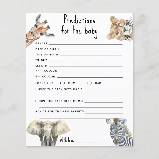 Safari animals - predictions and advice baby | Zazzle