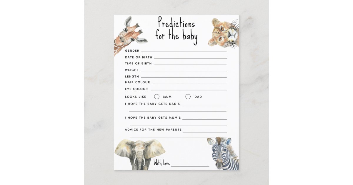 Safari animals - predictions and advice baby | Zazzle