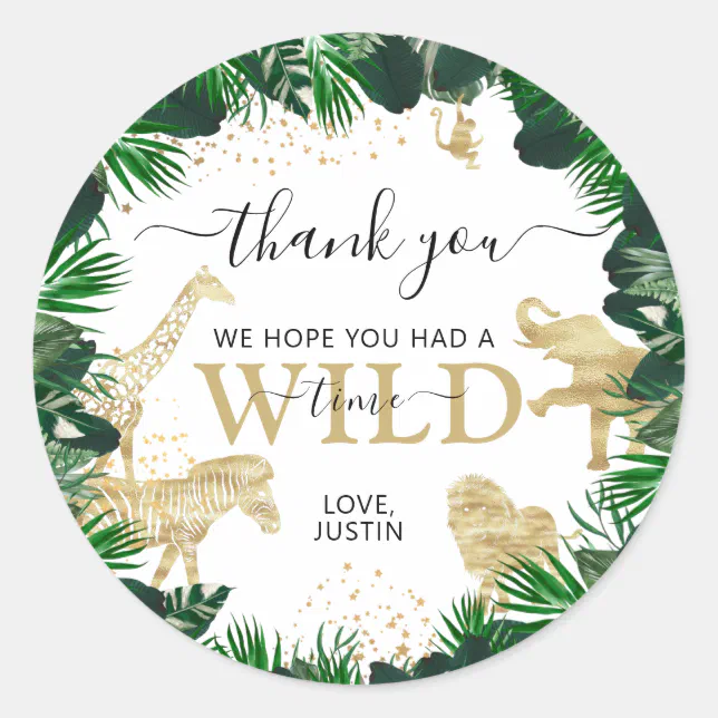 Safari Animals Theme Birthday Party Classic Round Sticker | Zazzle