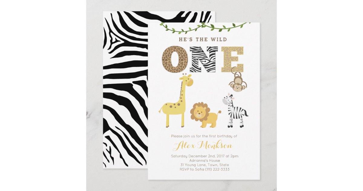 Safari animals zoo First Birthday Party Invitation | Zazzle