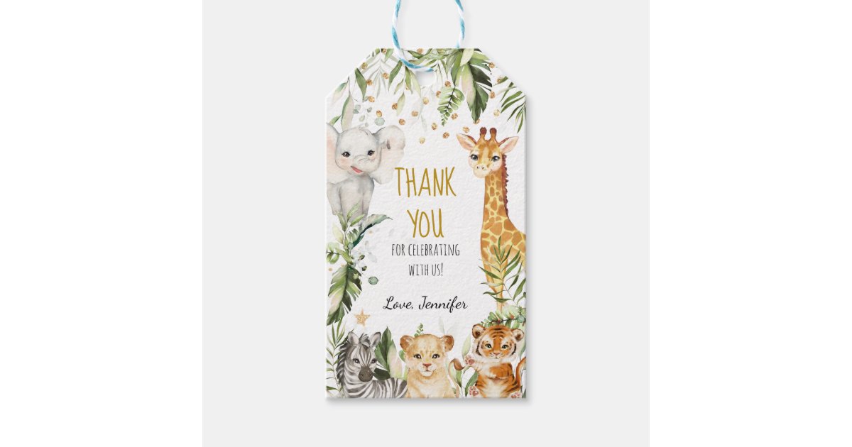 Safari Baby Animals Baby Shower Gift Tags | Zazzle