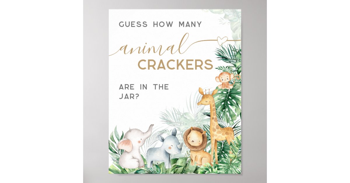 Safari Baby Animals Baby Shower guess game Poster | Zazzle