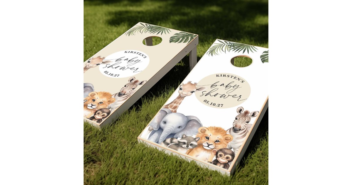 Safari baby Boy Shower Wild One Themed Cornhole Set | Zazzle