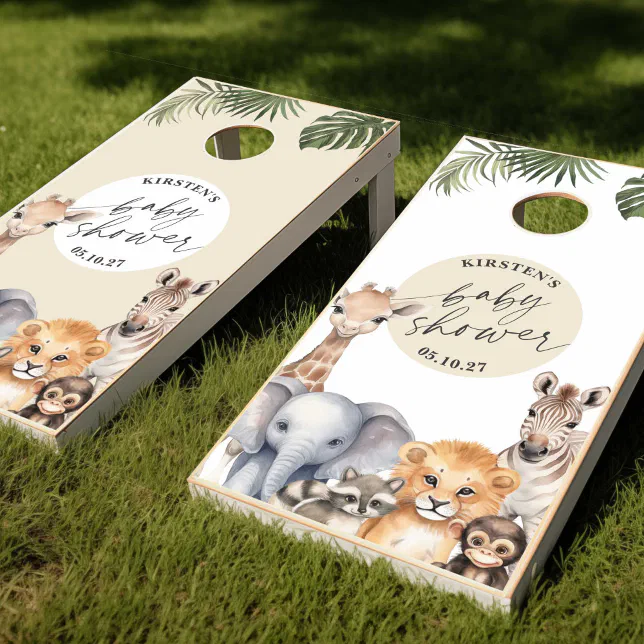 Safari baby Boy Shower Wild One Themed Cornhole Set | Zazzle